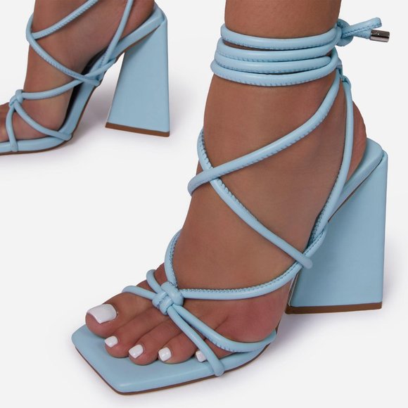 Lemonade | Shoes | New Sky Blue Knotted Ankle Strap Gladiator Sandals ...
